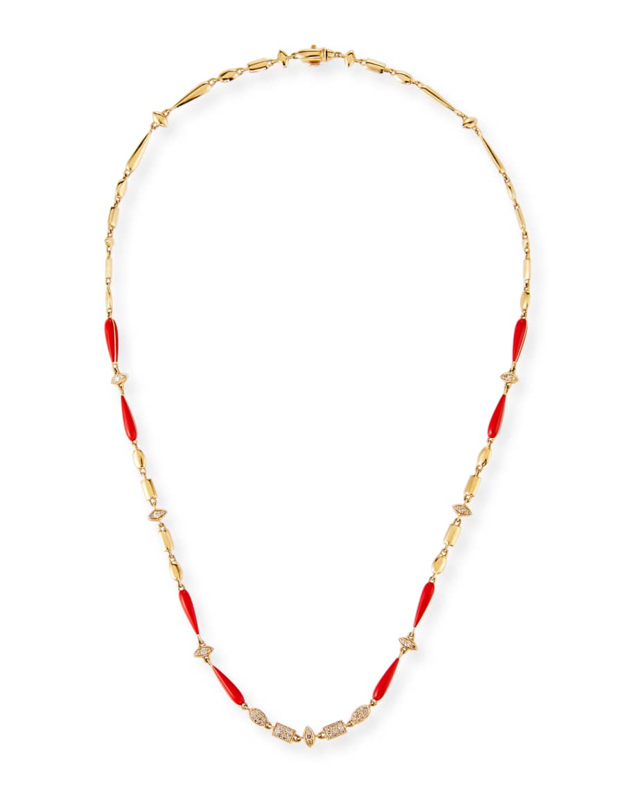 Etho Maria 18k Pink Gold Red Ceramic and Brown Diamond Necklace ...