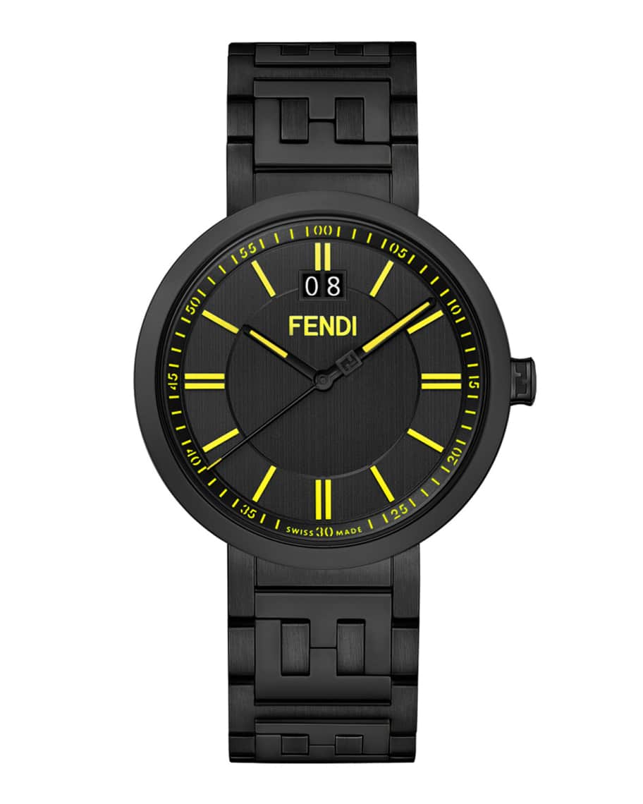 Fendi Men's 39mm IP Black Watch w/ FF Bracelet | Neiman Marcus