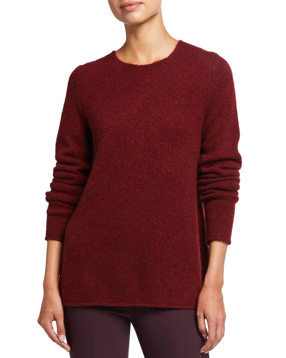 Vince Crewneck Double-Slit Donegal Sweater | Neiman Marcus
