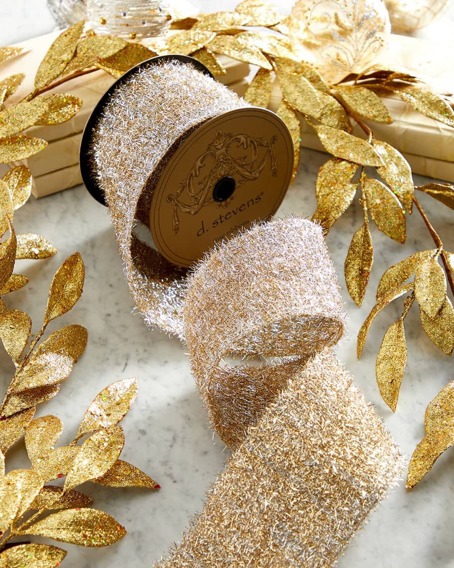 D. Stevens Metallic Tinsel Ribbon, 4" x 10 yds | Neiman Marcus