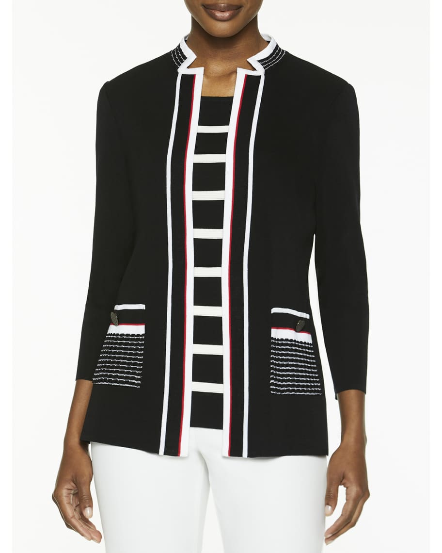 Misook Plus Size Knit Jacket with Contrast Pockets | Neiman Marcus