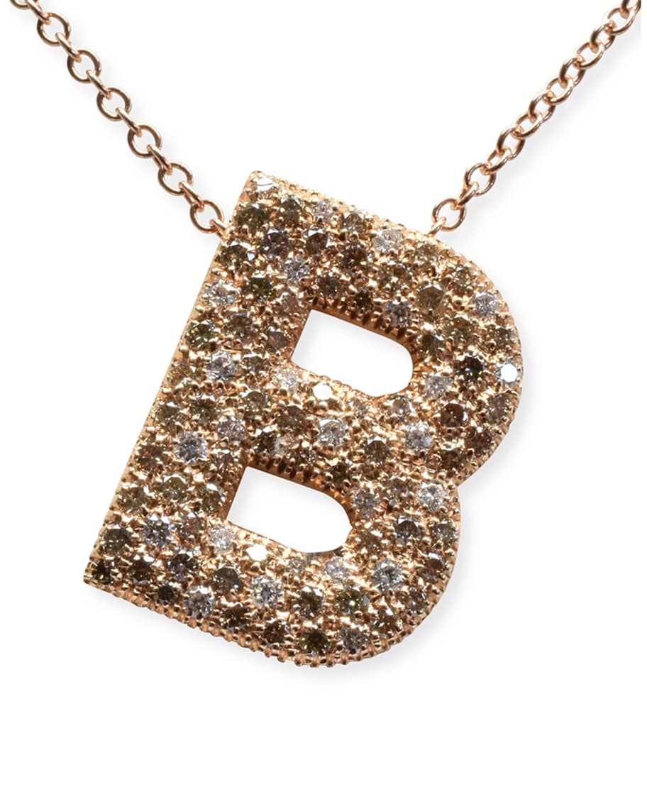 Alberto Milani Via Mantegna 18k Rose Gold Diamond "B" Pendant Necklace ...