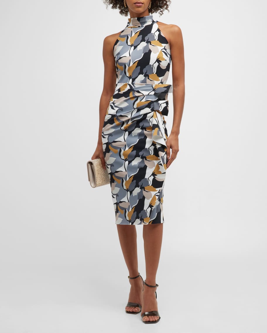 Chiara Boni La Petite Robe Amenadiel Floral Print Side-Drape Halter ...