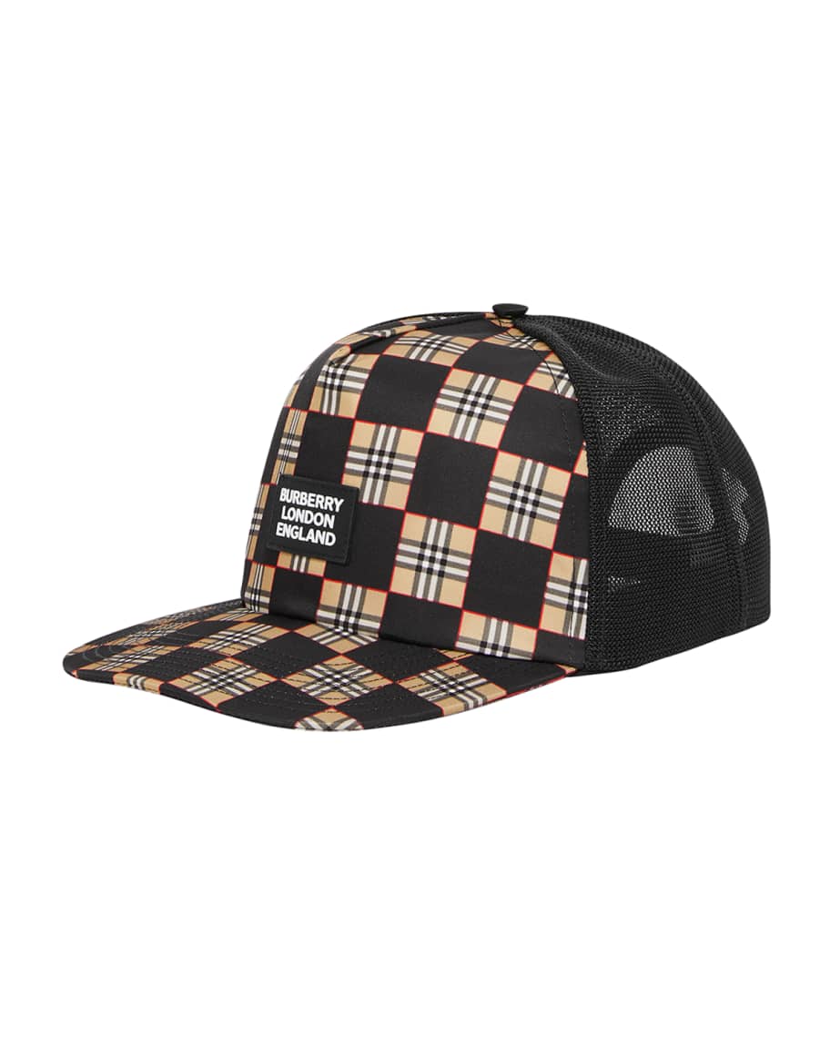 Burberry Men's Damier Check Trucker Cap | Neiman Marcus
