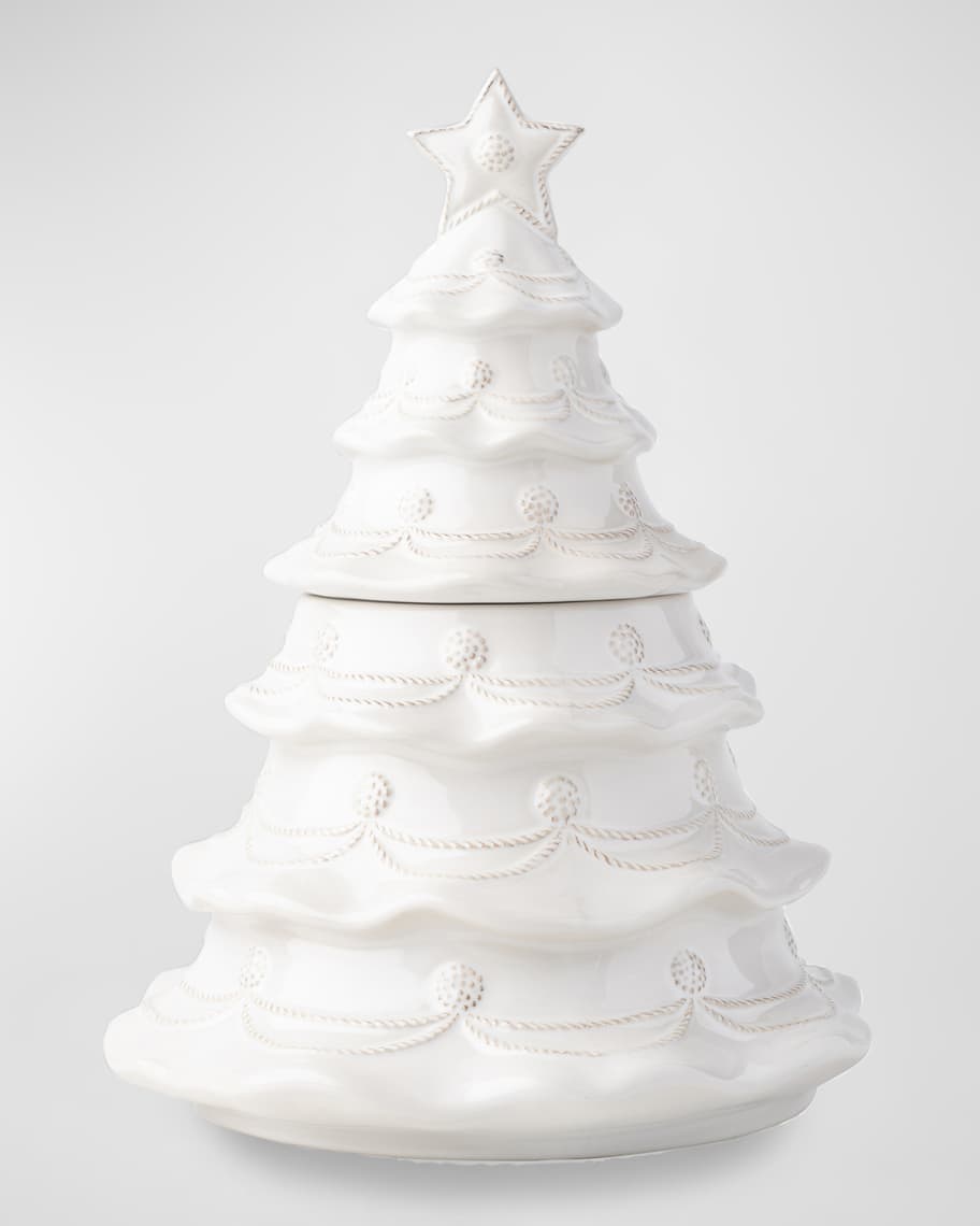Juliska Berry & Thread Christmas Tree Cookie Jar with Lid - Whitewash ...
