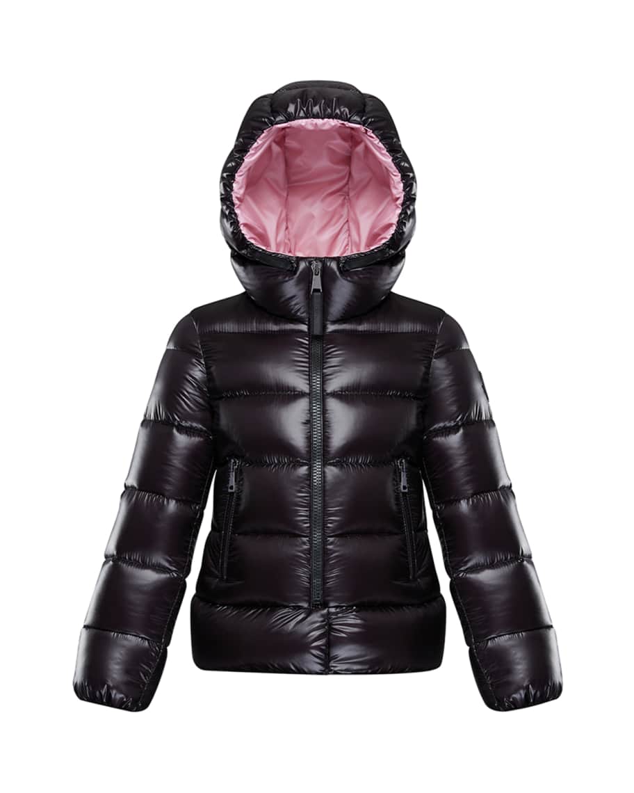 Moncler Girl's Sunday Laque Hooded Quilted Jacket, Size 4-8 | Neiman Marcus