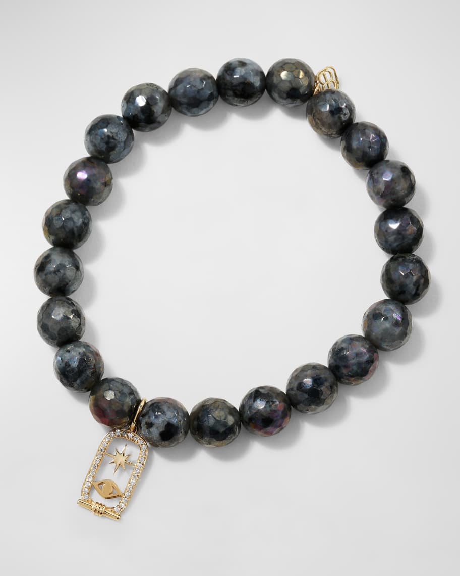 Sydney Evan 8mm Labradorite Diamond Cartouche Bracelet | Neiman Marcus