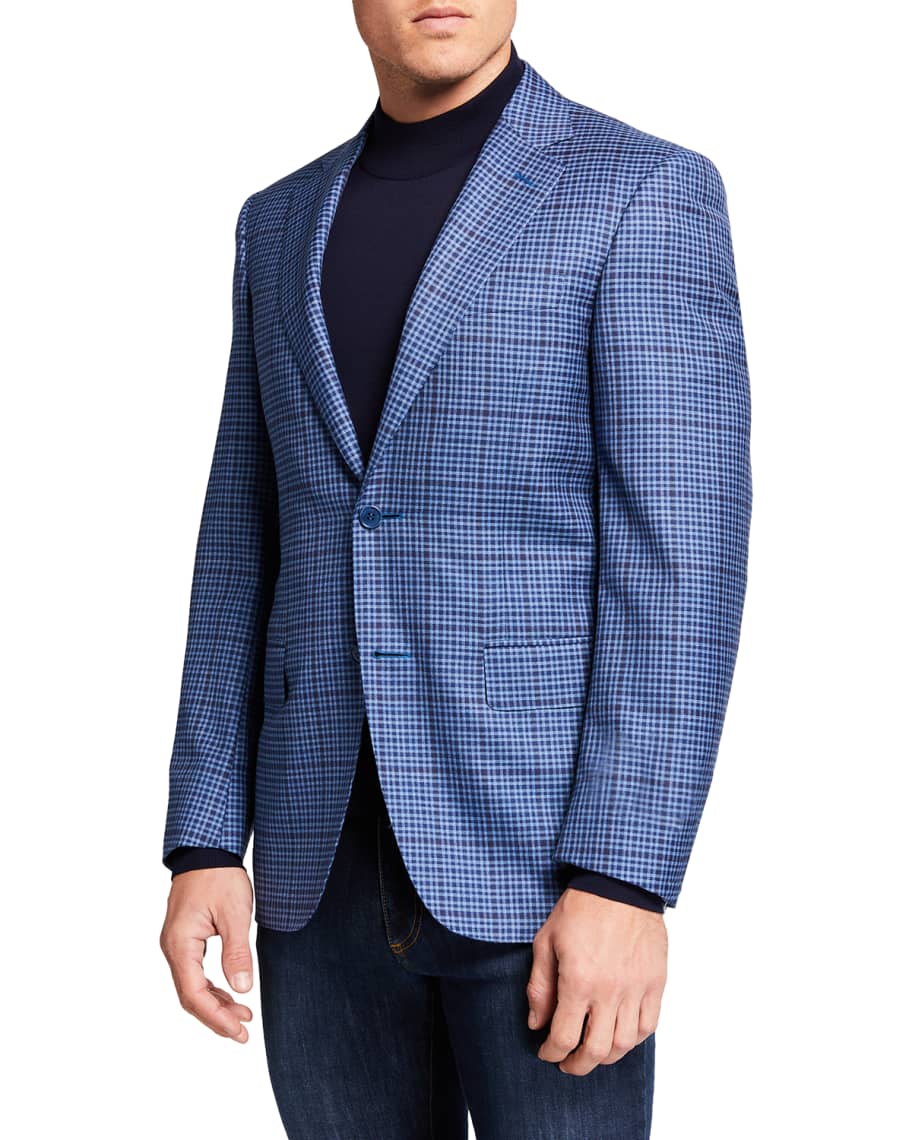 Canali Men's Windowpane Check Sport Jacket | Neiman Marcus