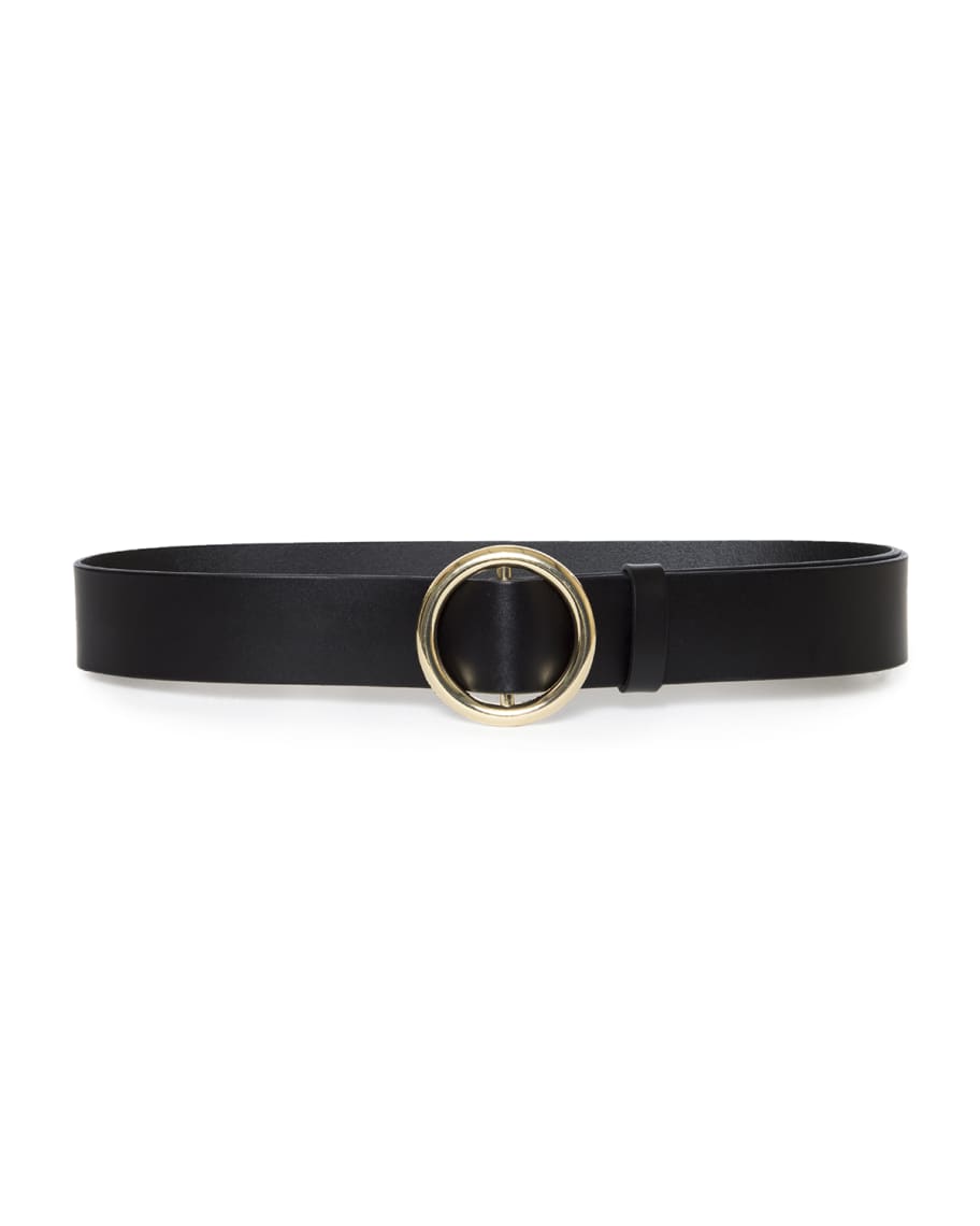 FRAME Le Circle Leather Belt, Black | Neiman Marcus
