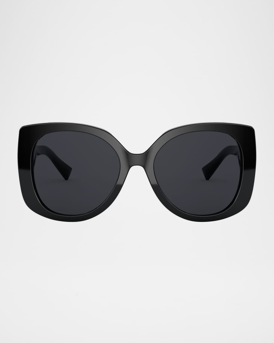 Versace Rectangle Acetate Sunglasses w/ Medusa Temples | Neiman Marcus