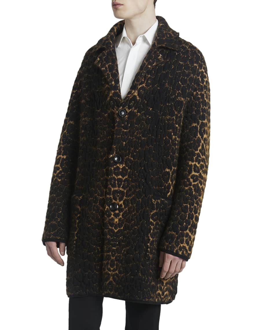 Saint Laurent Men's Leopard Sweater Jacket | Neiman Marcus