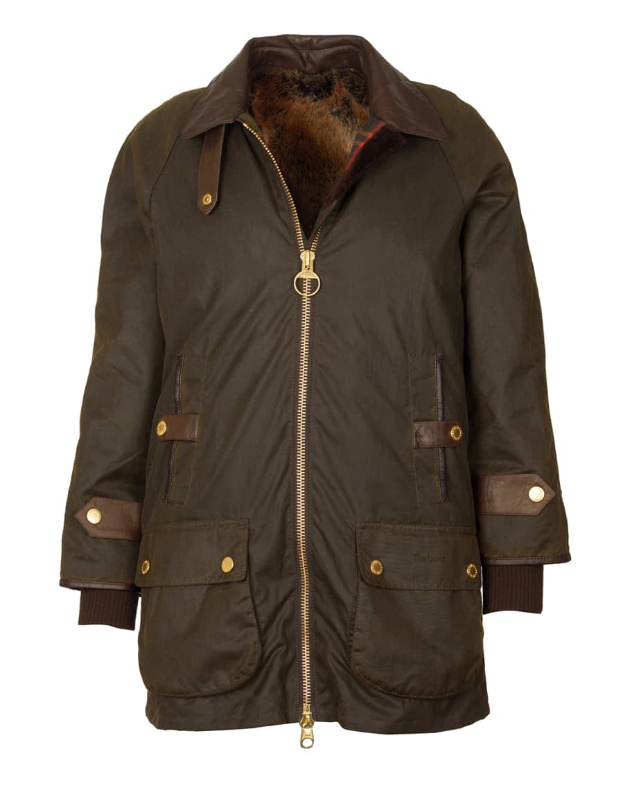 Barbour Norwood Faux Fur Inner Waxed Cotton Jacket | Neiman Marcus