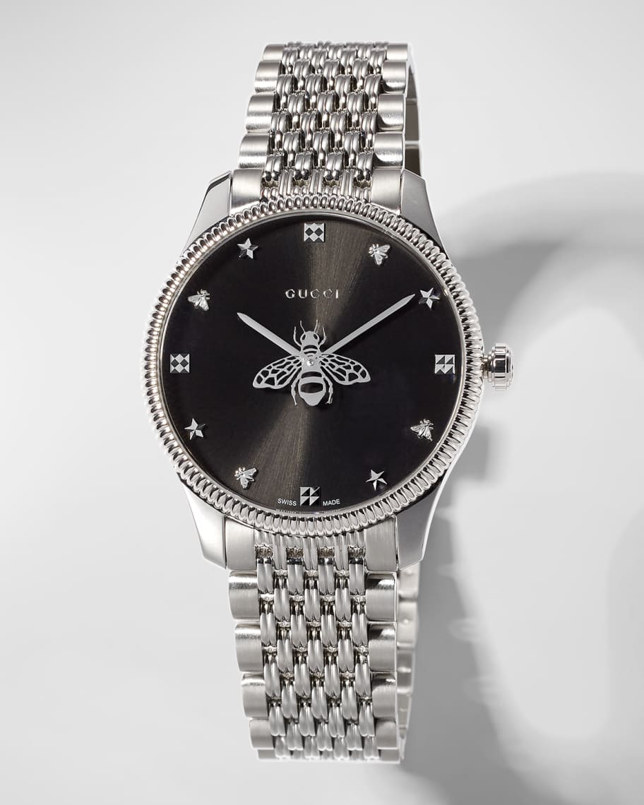 Gucci 36mm G-Timeless Black Bee Watch with Bracelet Strap | Neiman Marcus