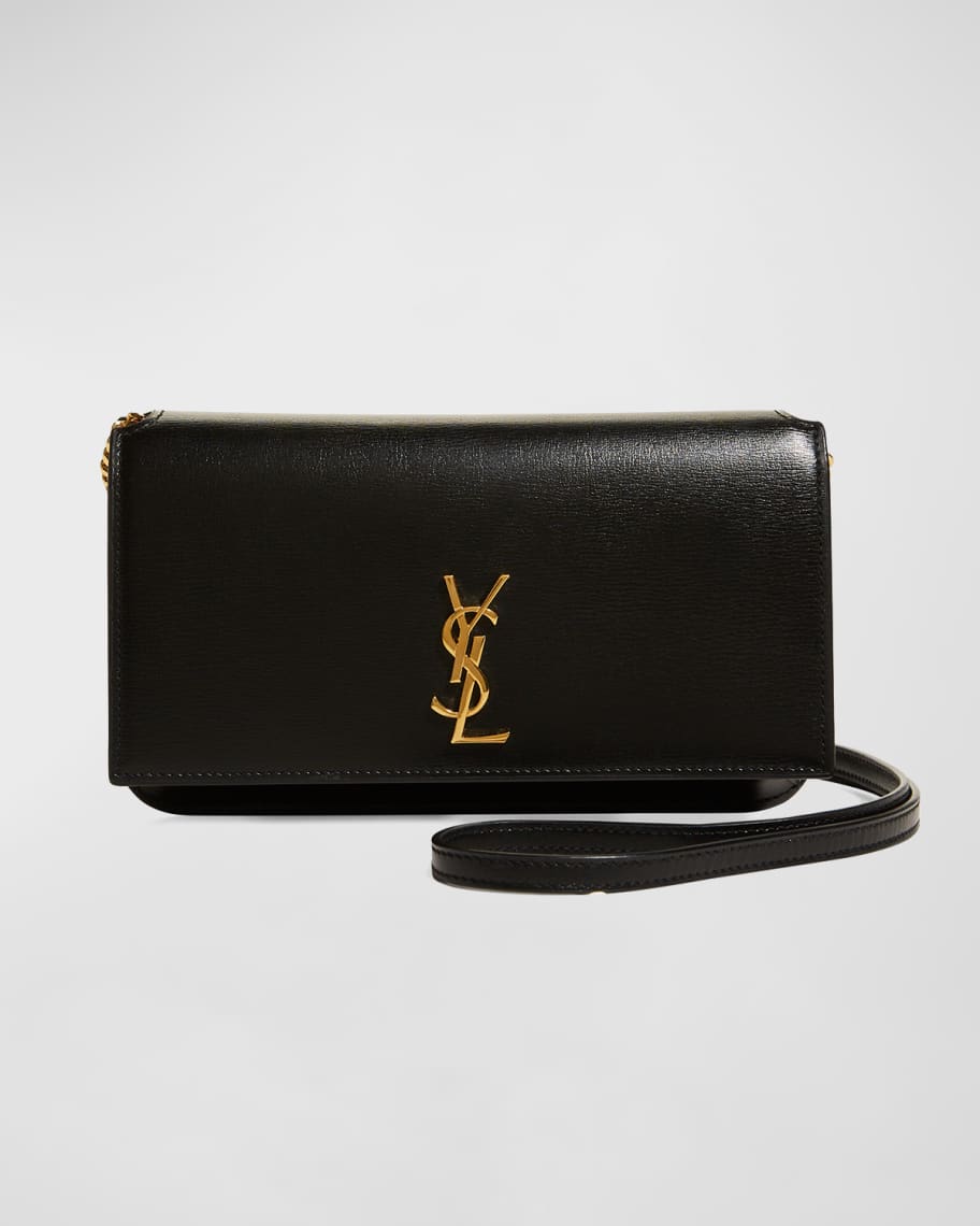 Saint Laurent YSL Monogram Phone Holder Crossbody Bag in Leather ...