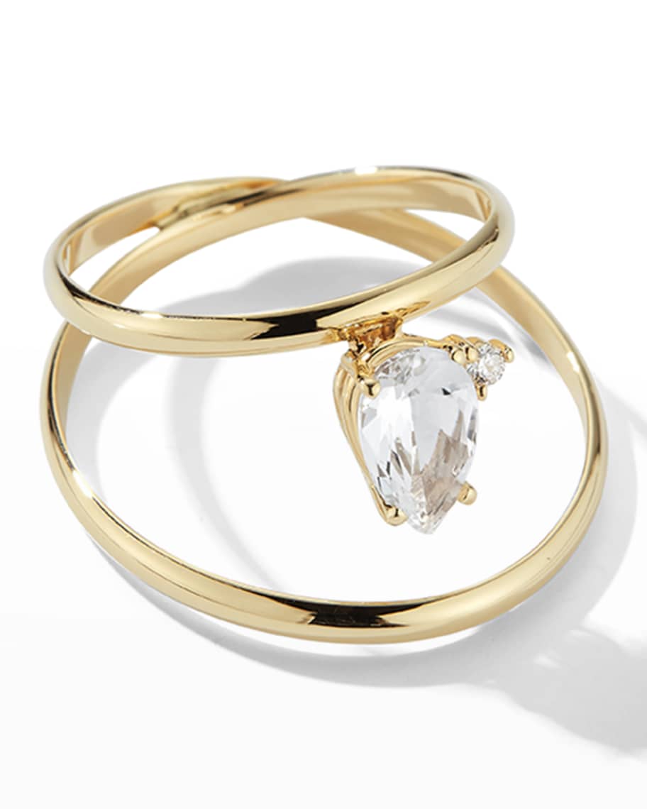 Mizuki Sea of Beauty 14k Topaz and Diamond Wire Ring | Neiman Marcus