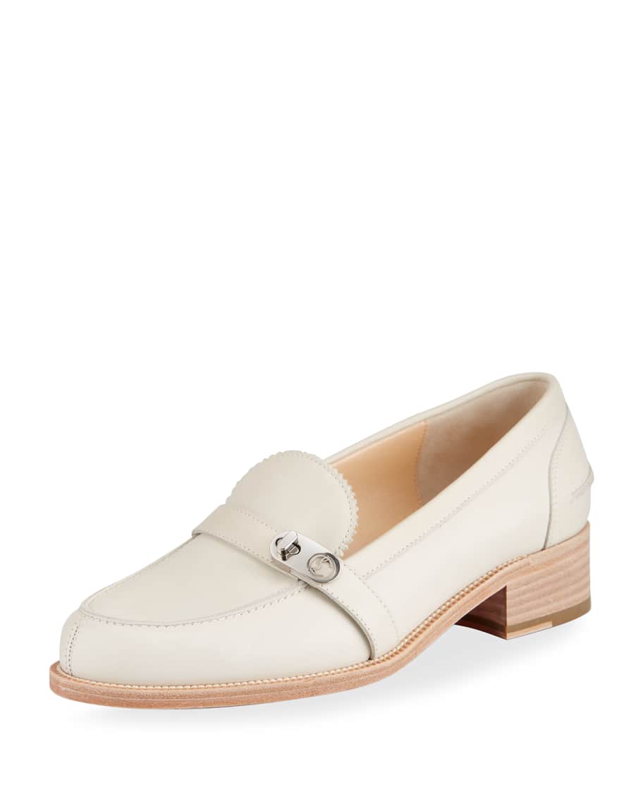 Christian Louboutin Lock Me Moc Turn-Lock Loafers | Neiman Marcus