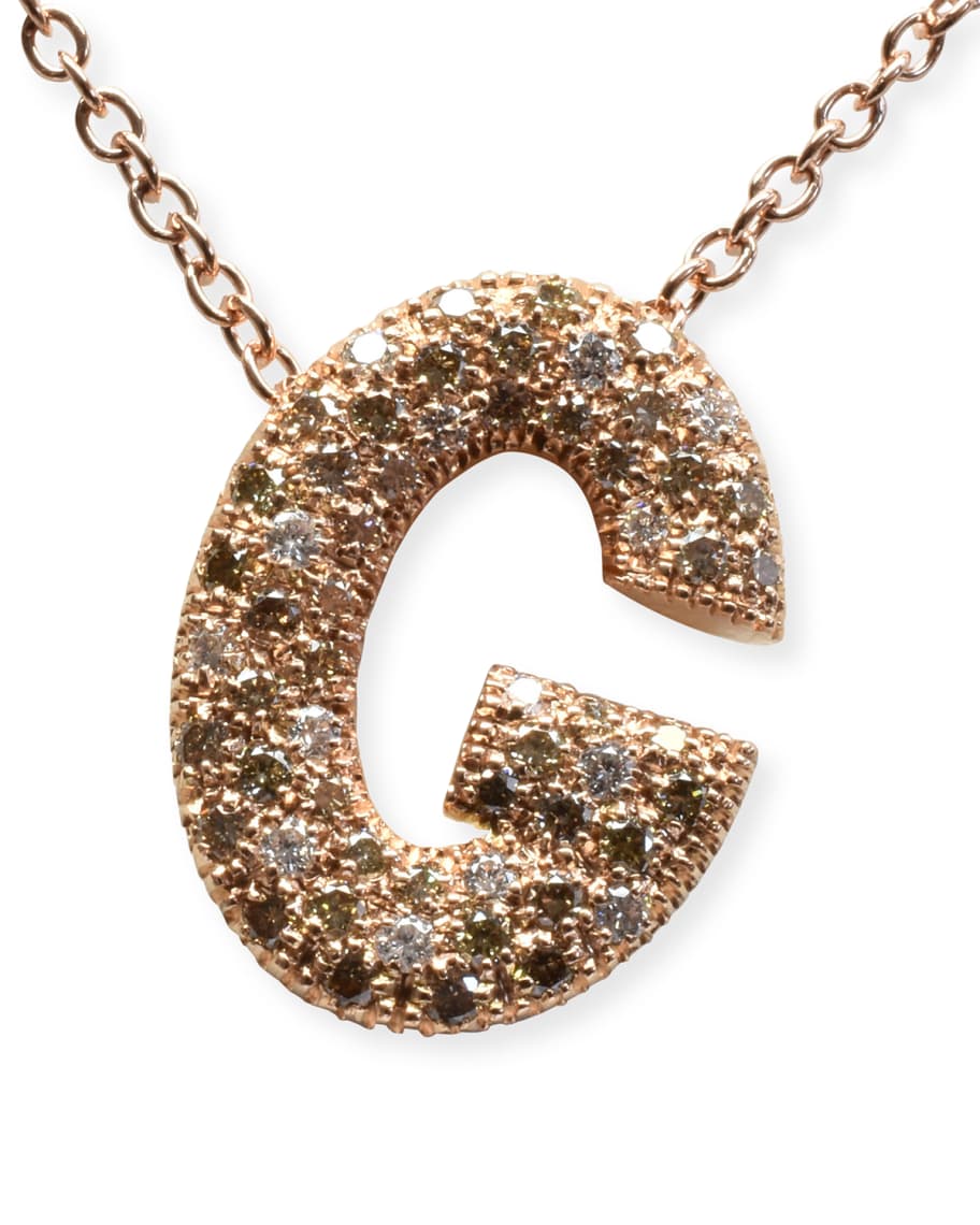 Alberto Milani Via Mantegna 18k Rose Gold Diamond Letter "G" Pendant ...