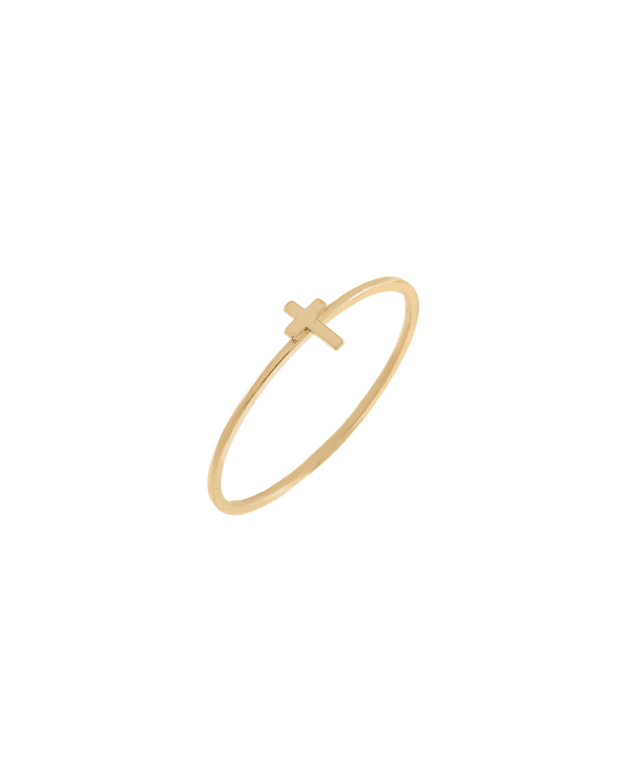 ADINAS JEWELS Solid 14k Gold Mini Cross Ring | Neiman Marcus