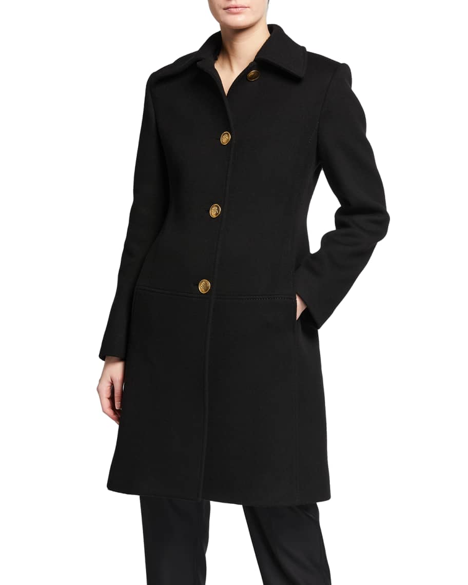 Givenchy Wool-Cashmere Coat w/ Chain Martingale | Neiman Marcus