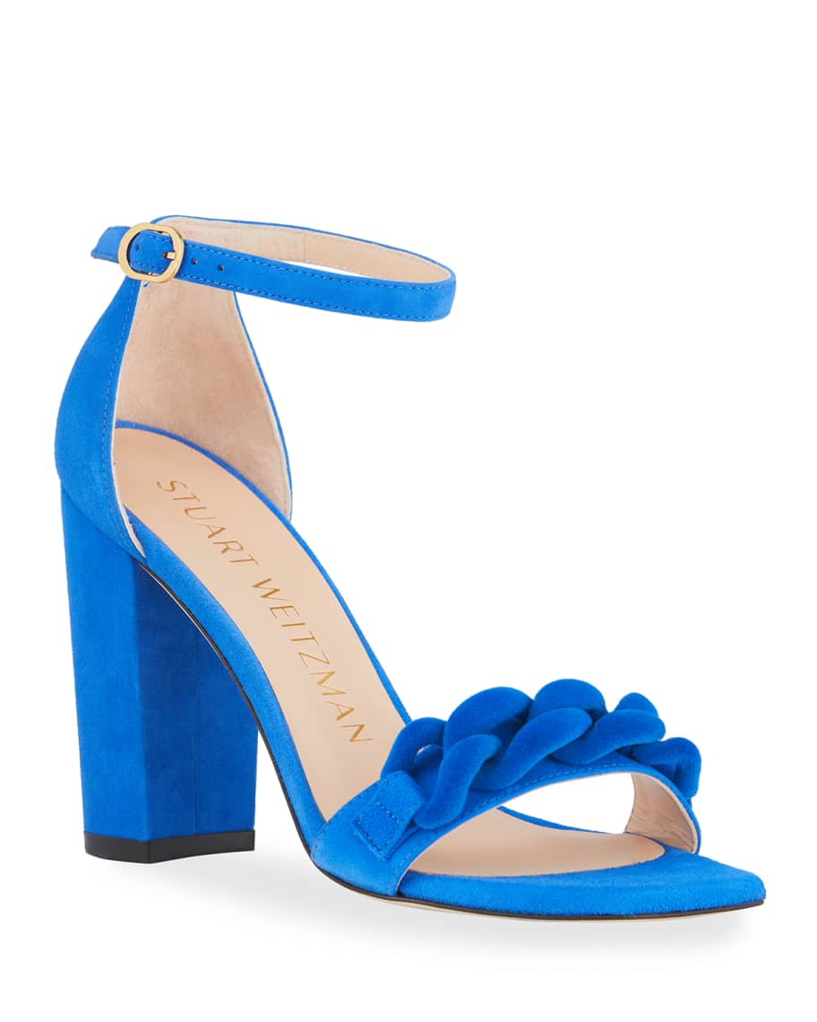 Stuart Weitzman Amelina Suede Block-Heel Sandals | Neiman Marcus
