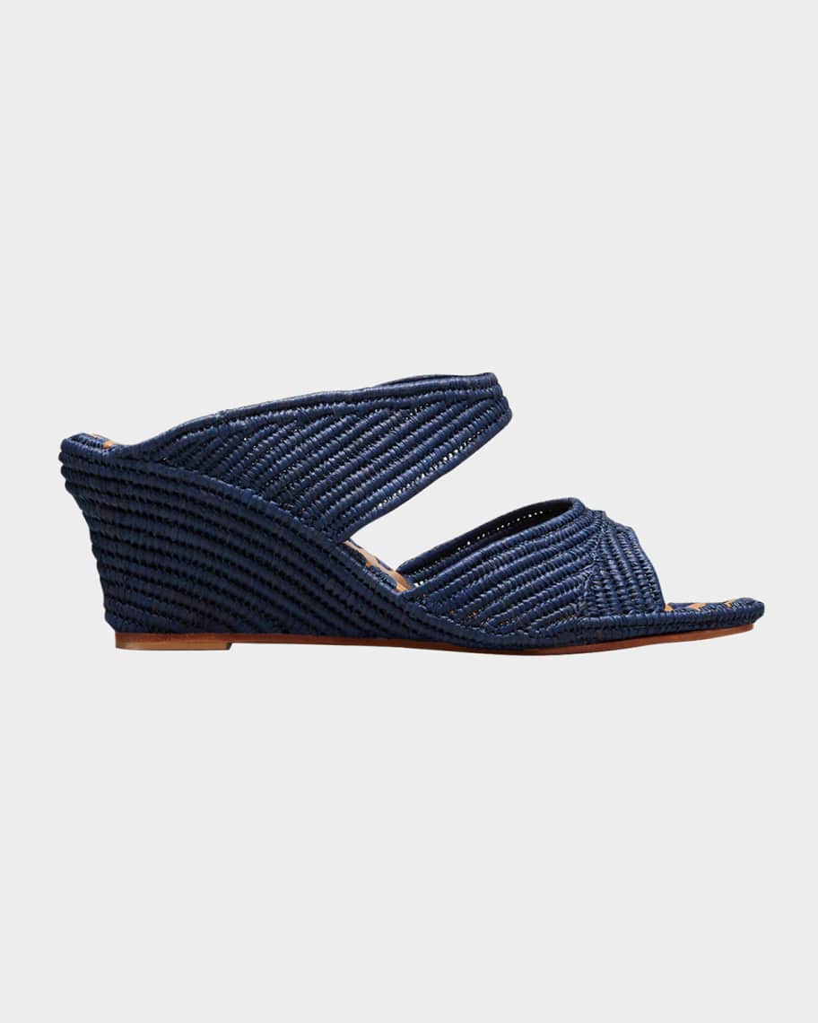 Carrie Forbes Houcine Raffia Wedge Sandals | Neiman Marcus