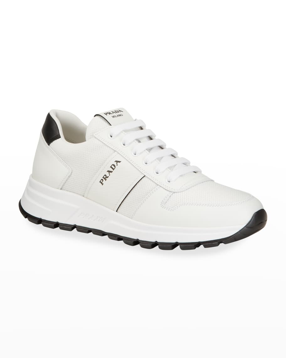 Prada Leather Lace-Up Runner Sneakers | Neiman Marcus