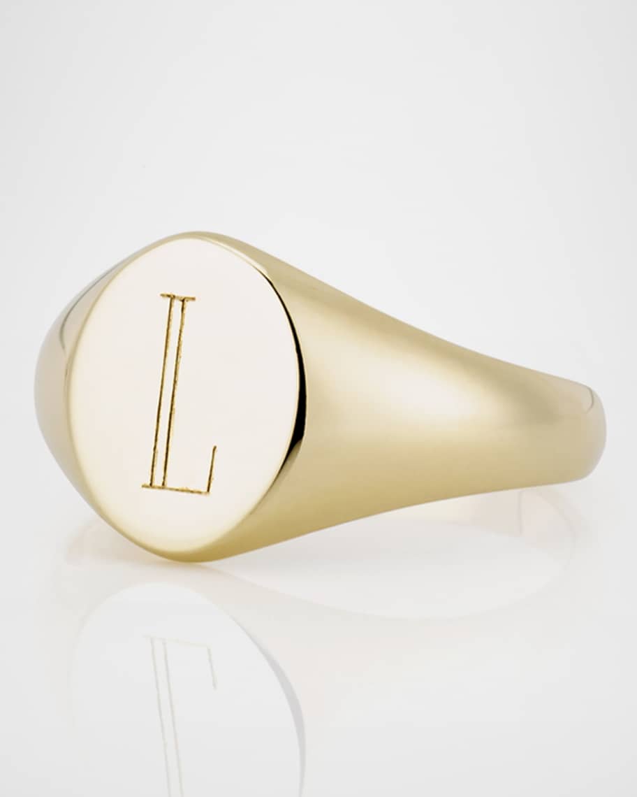 Sarah Chloe 14K Gold Petite Initial Signet Ring, Size 3-9 | Neiman Marcus