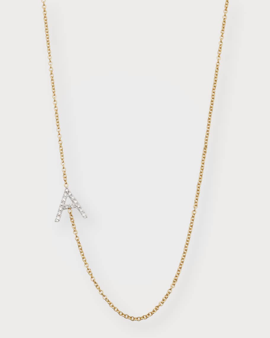 Zoe Lev Jewelry Diamond Asymmetrical Initial Necklace, A | Neiman Marcus