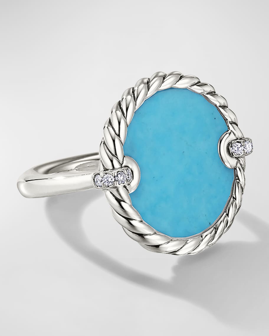 David Yurman DY Elements Ring with Turquoise and Pave Diamonds | Neiman ...