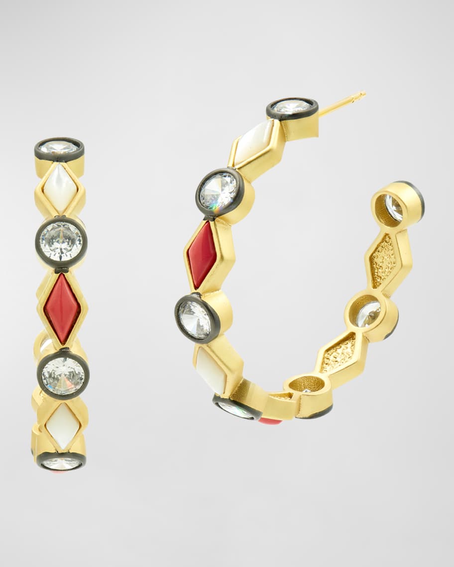 Freida Rothman Multi Stone Hoop Earrings | Neiman Marcus