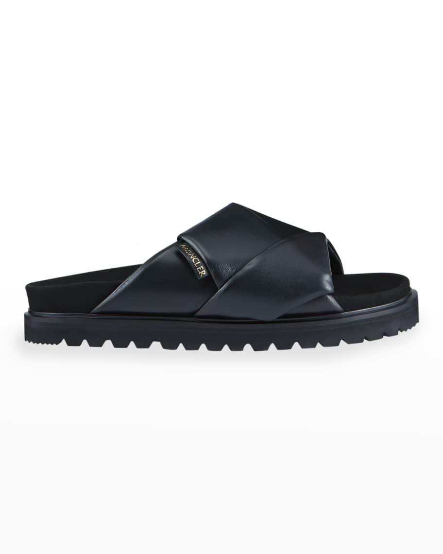 Moncler Fantine Woven Flat Slide Sandals | Neiman Marcus
