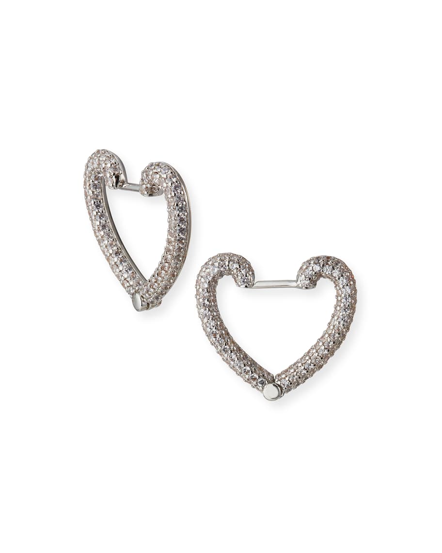 FALLON Pave Heart Hoop Earrings | Neiman Marcus