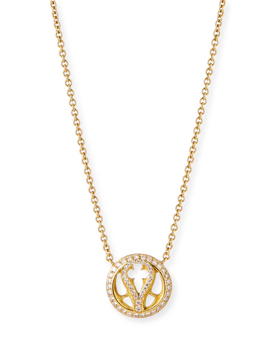 Loree Rodkin 18k Diamond Large Logo Charm Necklace | Neiman Marcus