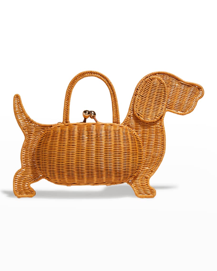 Serpui Angel Wicker Weenie Dog Bag | Neiman Marcus