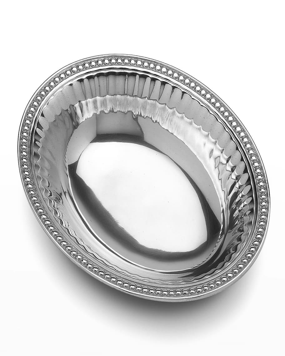 Wilton Armetale Flutes & Pearls Medium Oval Bowl | Neiman Marcus
