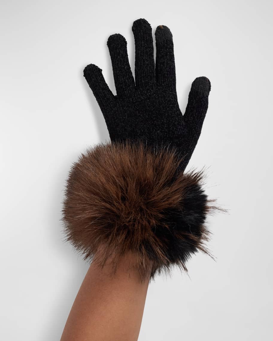 Fabulous Furs Tech Gloves with Faux Fur Trim | Neiman Marcus