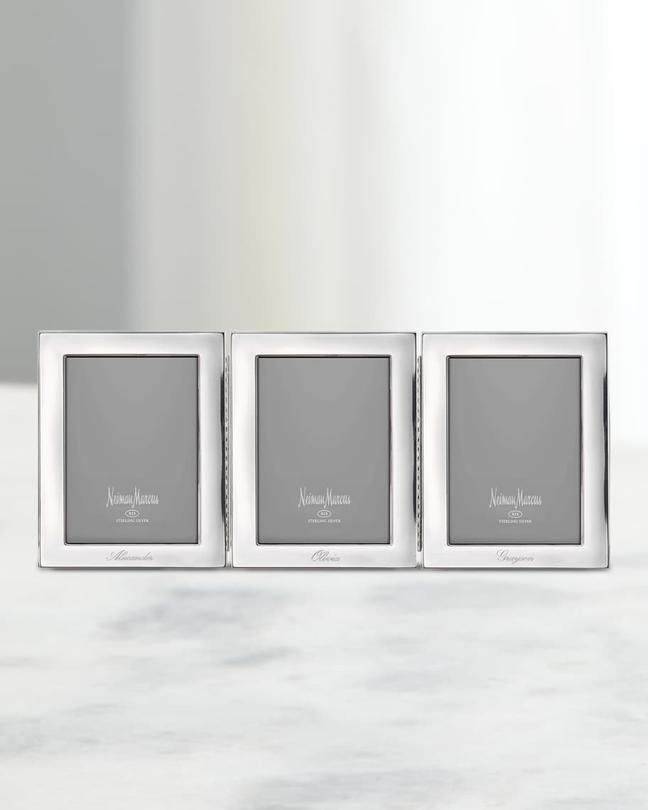 Cunill America Tiffany Plain Triple Personalized Picture Frame, 4x6 | Neiman Marcus