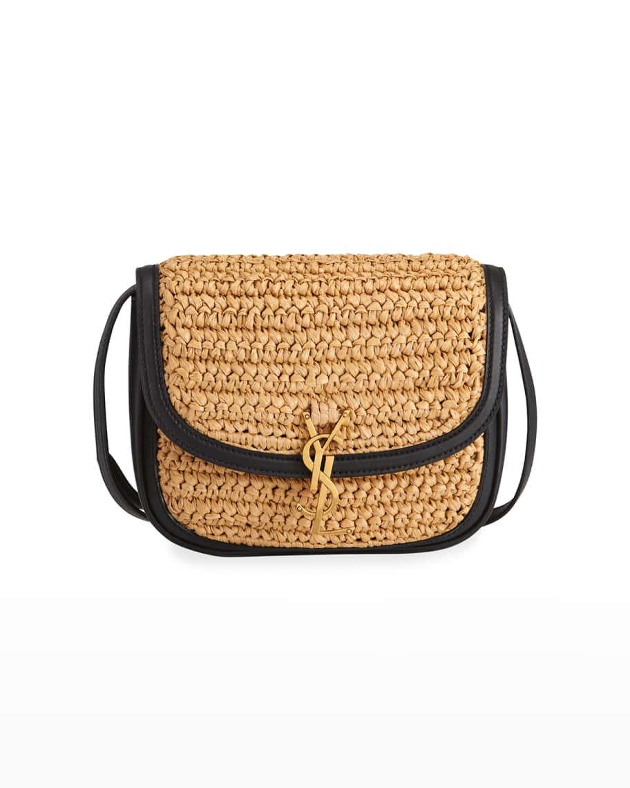 Saint Laurent Kaia Medium YSL Raffia Satchel Bag | Neiman Marcus