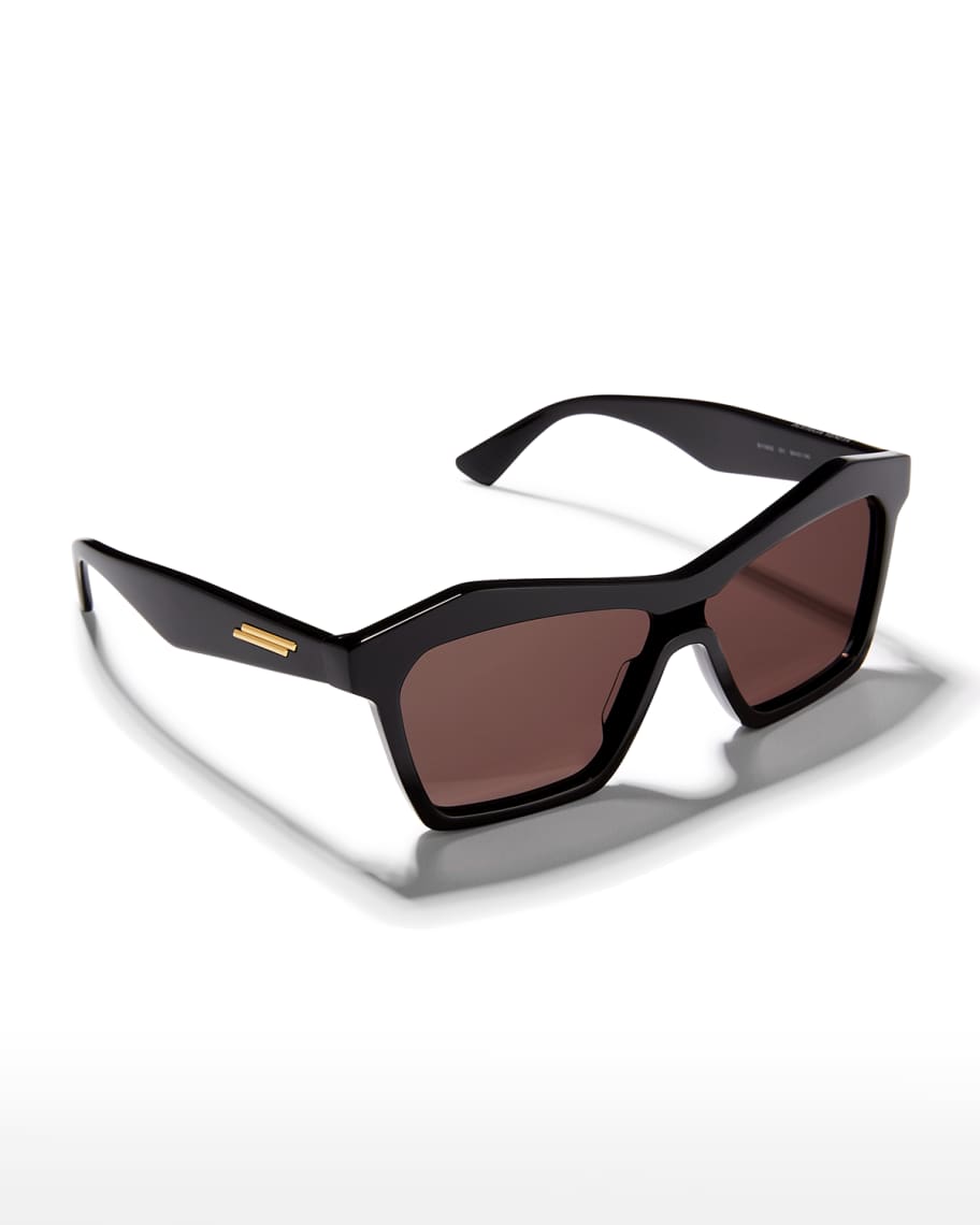 Bottega Veneta Multifaceted Rectangle Acetate Sunglasses | Neiman Marcus