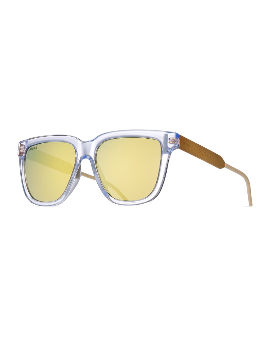 Gucci Men's Mirrored Rectangle Translucent Sunglasses | Neiman Marcus