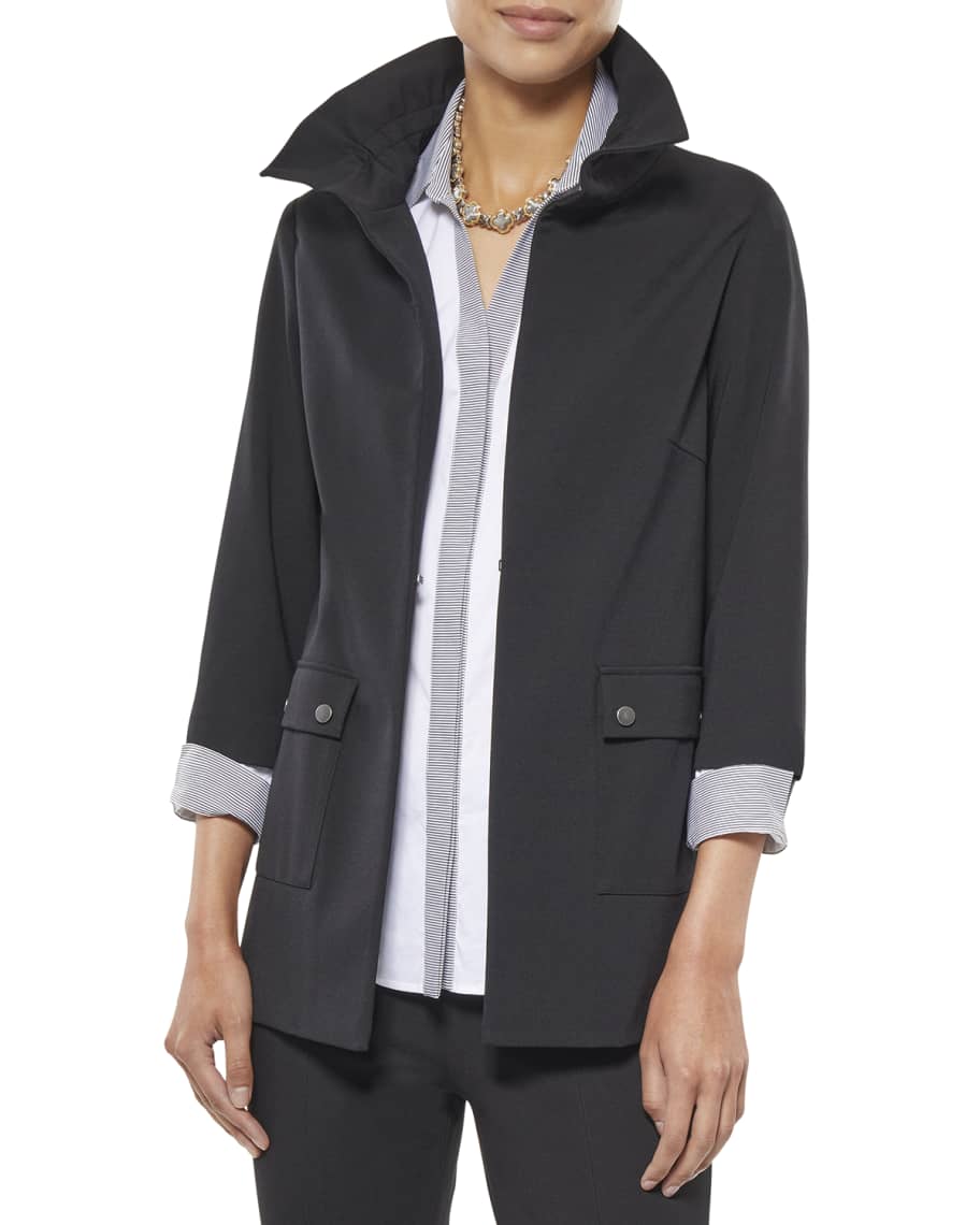 Misook Ruffle-Neck Seasonless Ponte Jacket | Neiman Marcus