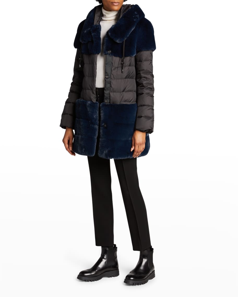 Belle Fare The Erika Faux-Fur Belted Down Jacket | Neiman Marcus