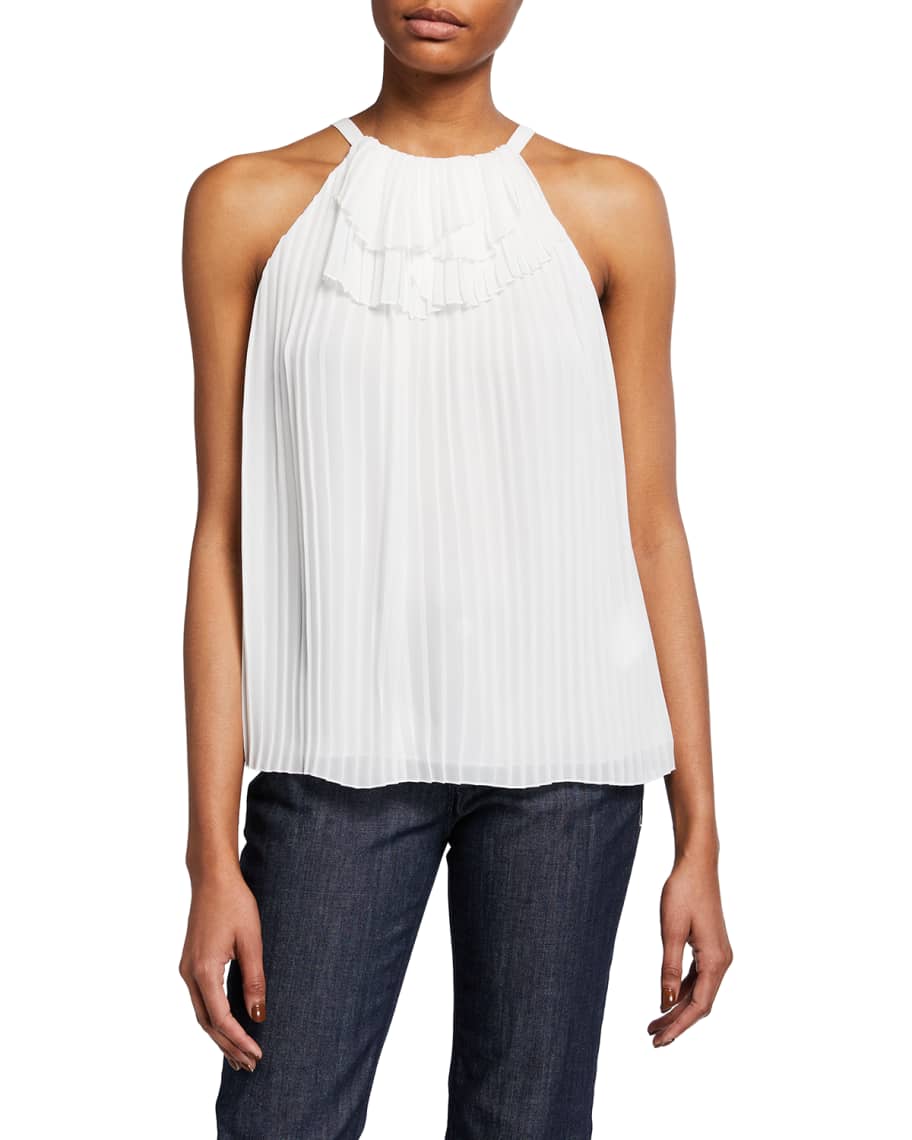 Emporio Armani Techno Plisse Ruffle Tank | Neiman Marcus