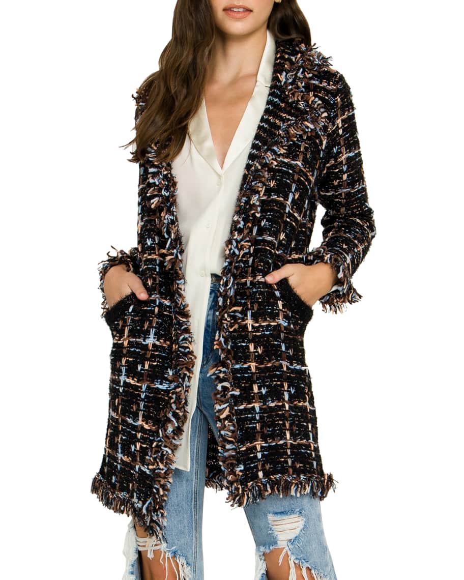 English Factory Fancy Checked Tweed Long Jacket | Neiman Marcus