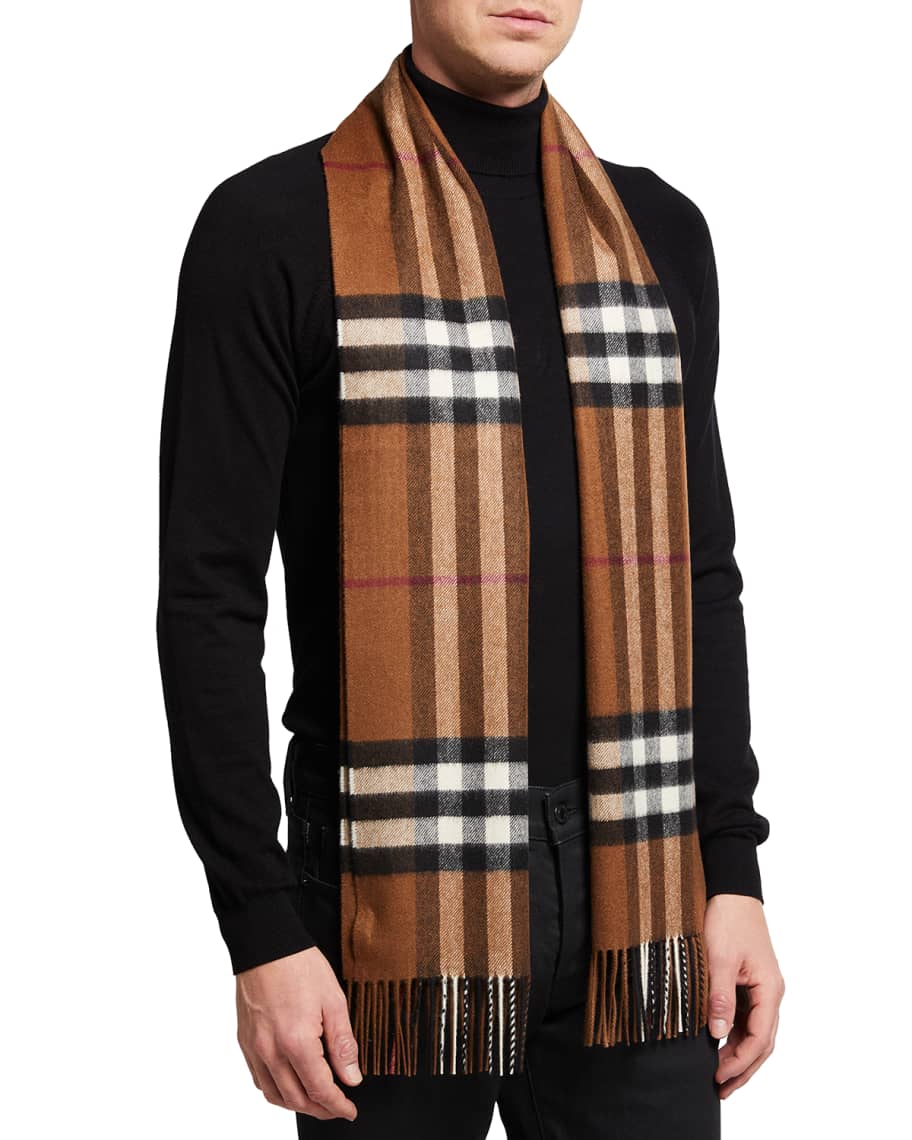 Burberry Men's Giant Check Cashmere Scarf | Neiman Marcus