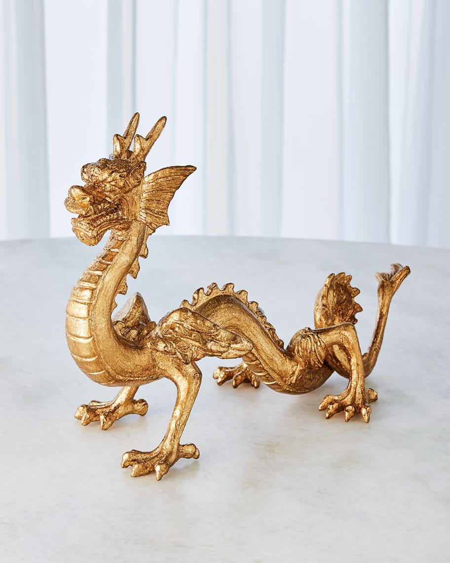 Global Views Standing Dragon Gold Leaf Sculpture | Neiman Marcus
