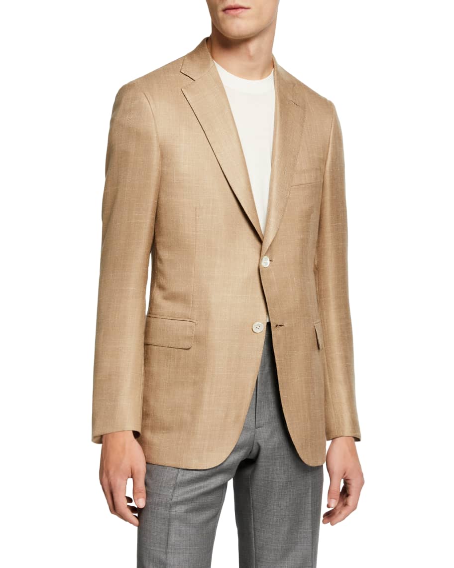 Brioni Men's Herringbone Two-Button Jacket | Neiman Marcus