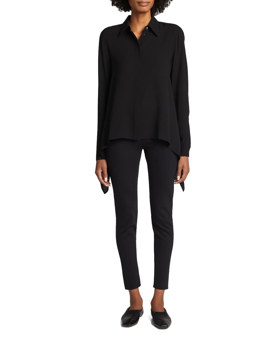 Michael Kors Collection Draped Button-Down Silk Shirt | Neiman Marcus