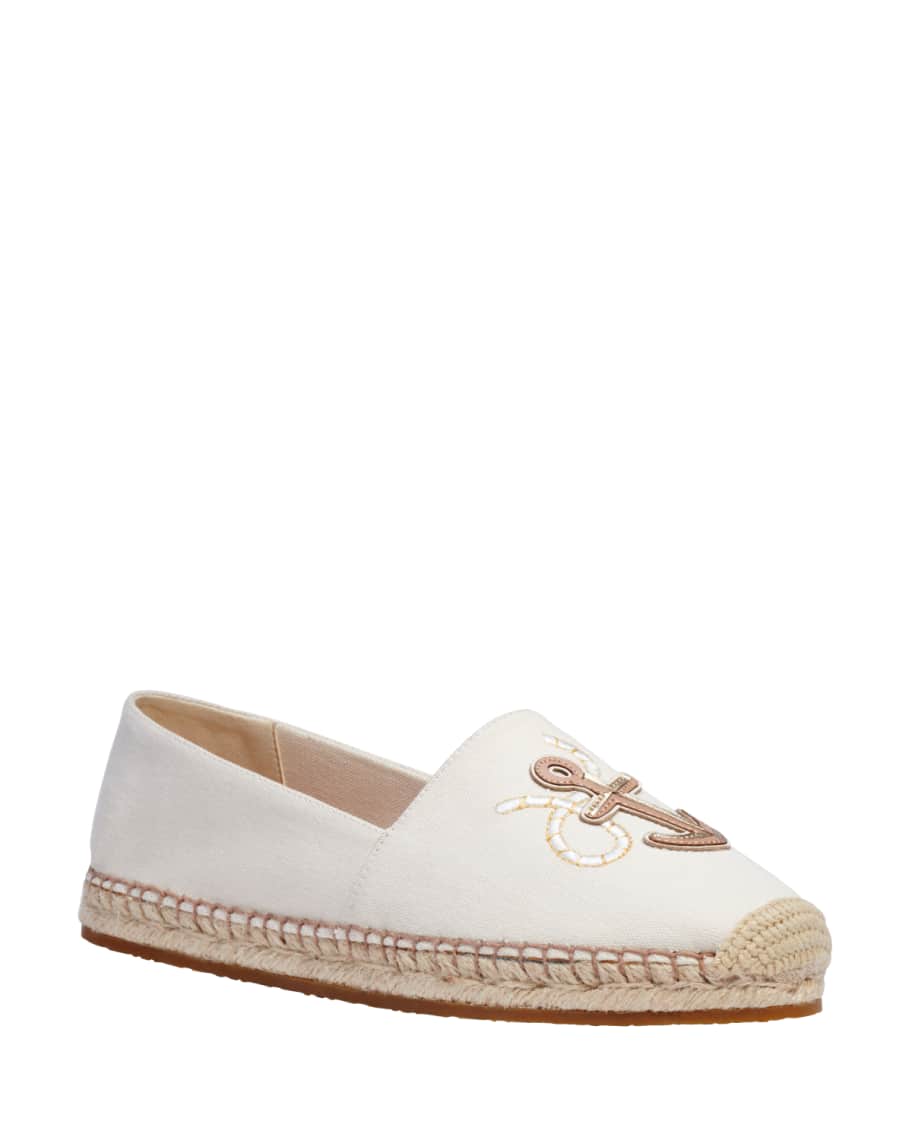 kate spade new york tippy anchor-embroidered canvas espadrilles ...