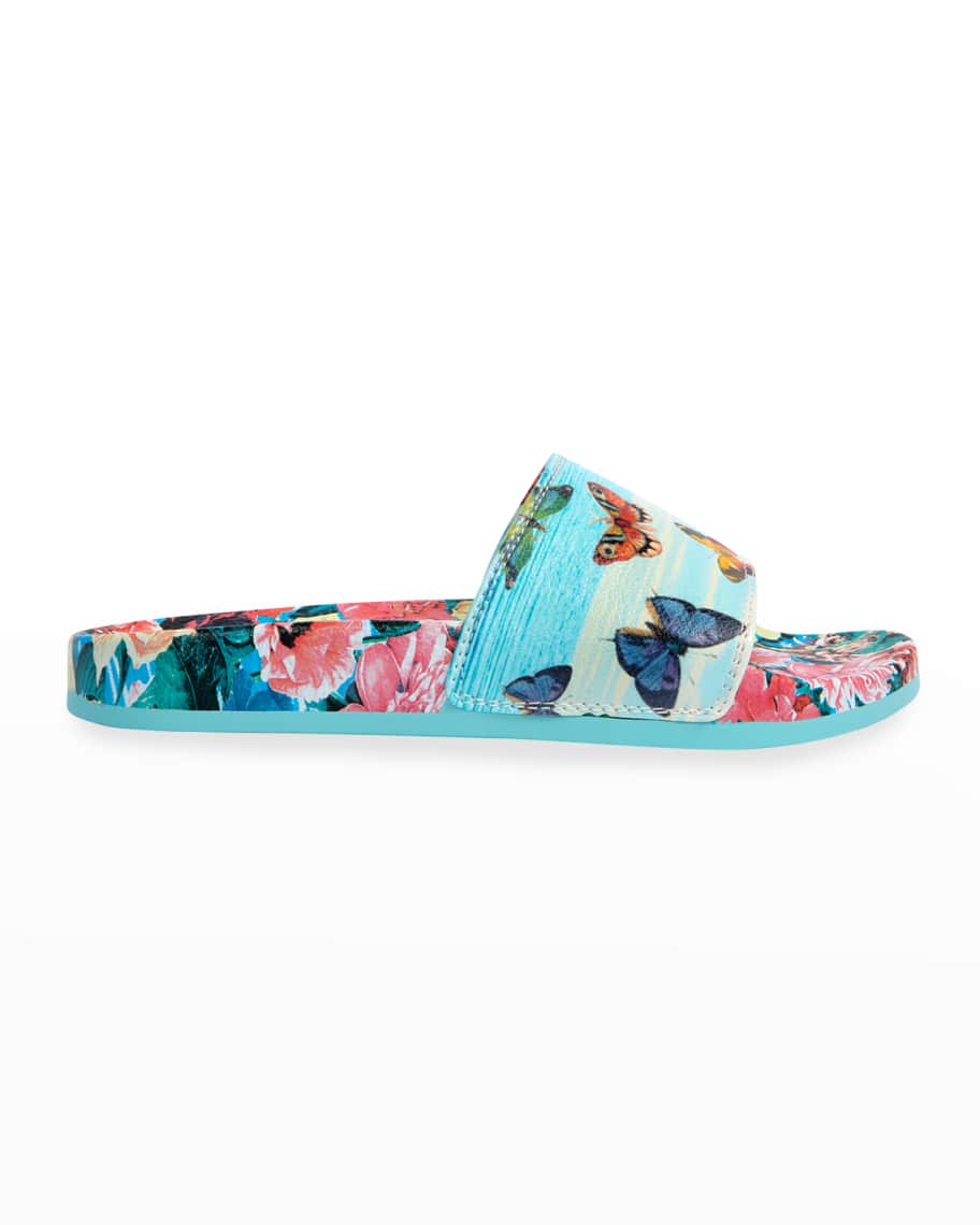 Johnny Was Costa Azul Butterfly Pool Slide Sandals | Neiman Marcus